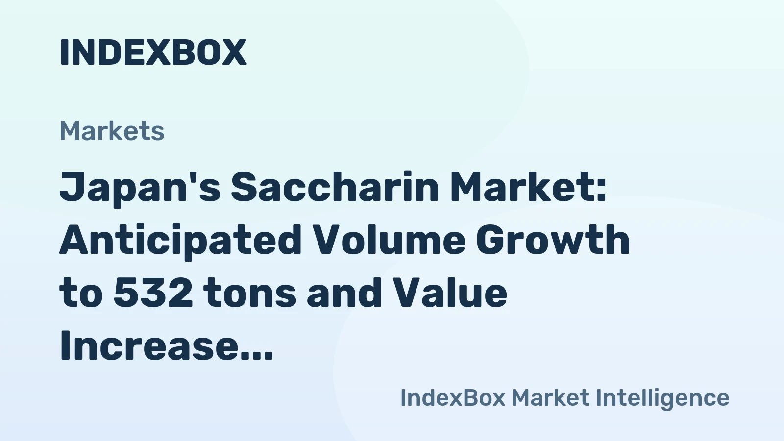 Japan's Saccharin Market: Anticipated Volume Growth to 532 tons and Value Increase to $4.2M by 2035