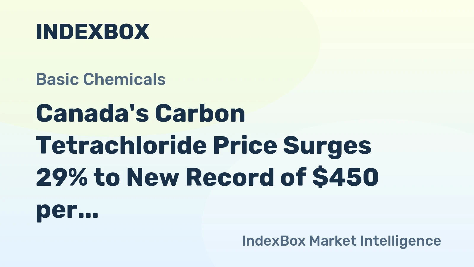 Canada's Carbon Tetrachloride Price Surges 29% to New Record of $450 per Ton