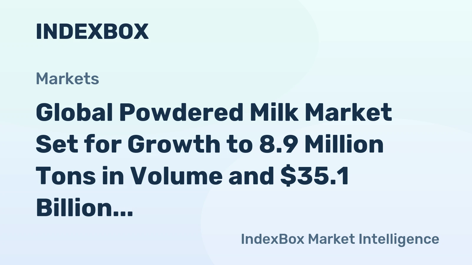Global Powdered Milk Market Set for Growth to 8.9 Million Tons in Volume and $35.1 Billion in Value by 2035
