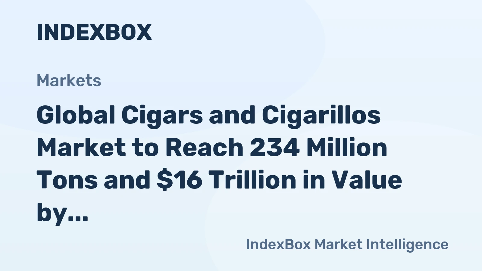 Global Cigars and Cigarillos Market to Reach 234 Million Tons and $16 Trillion in Value by 2035