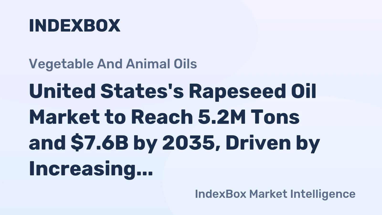 United States's Rapeseed Oil Market to Reach 5.2M Tons and $7.6B by 2035, Driven by Increasing Demand
