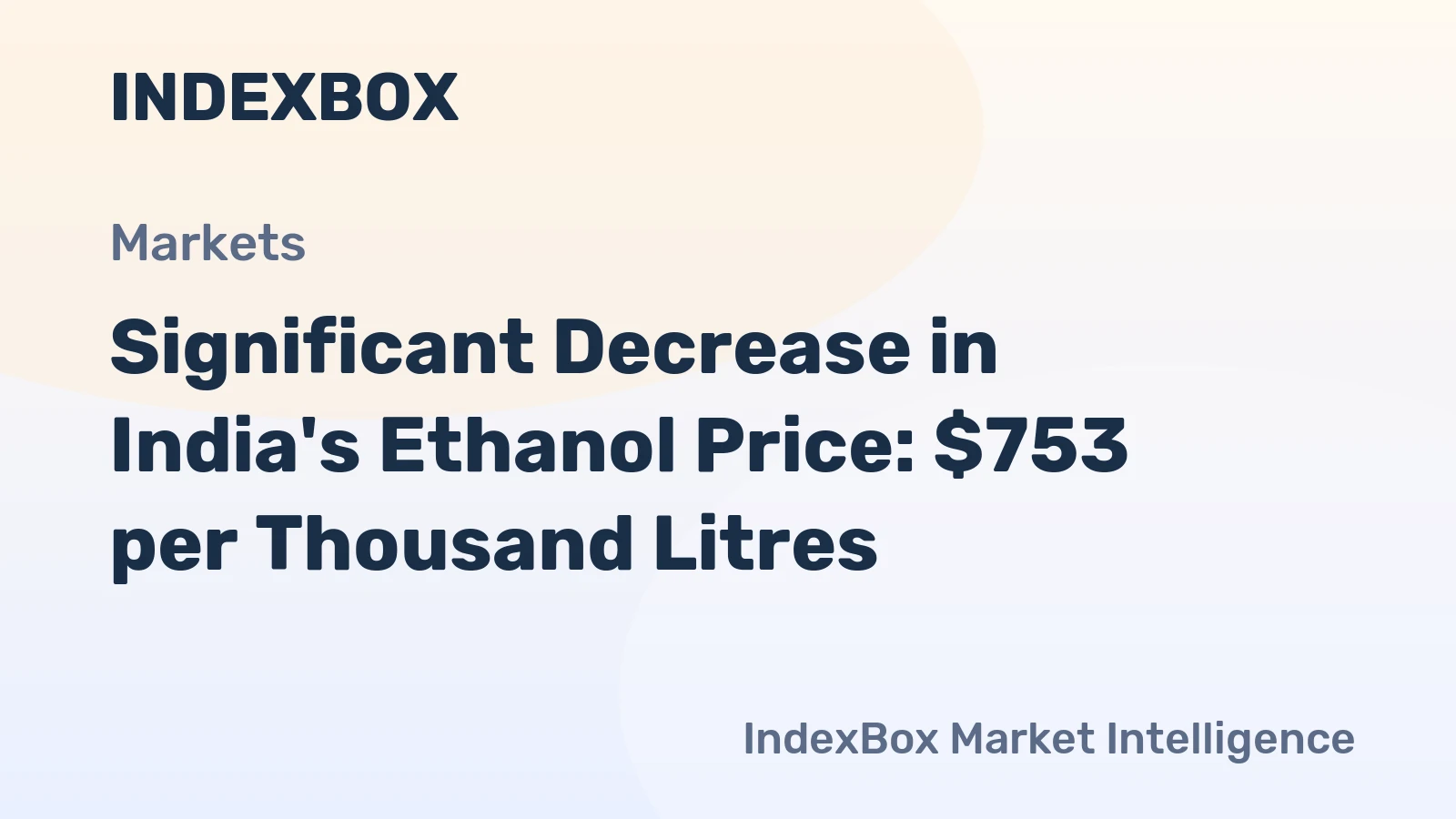 Significant Decrease in India's Ethanol Price: $753 per Thousand Litres