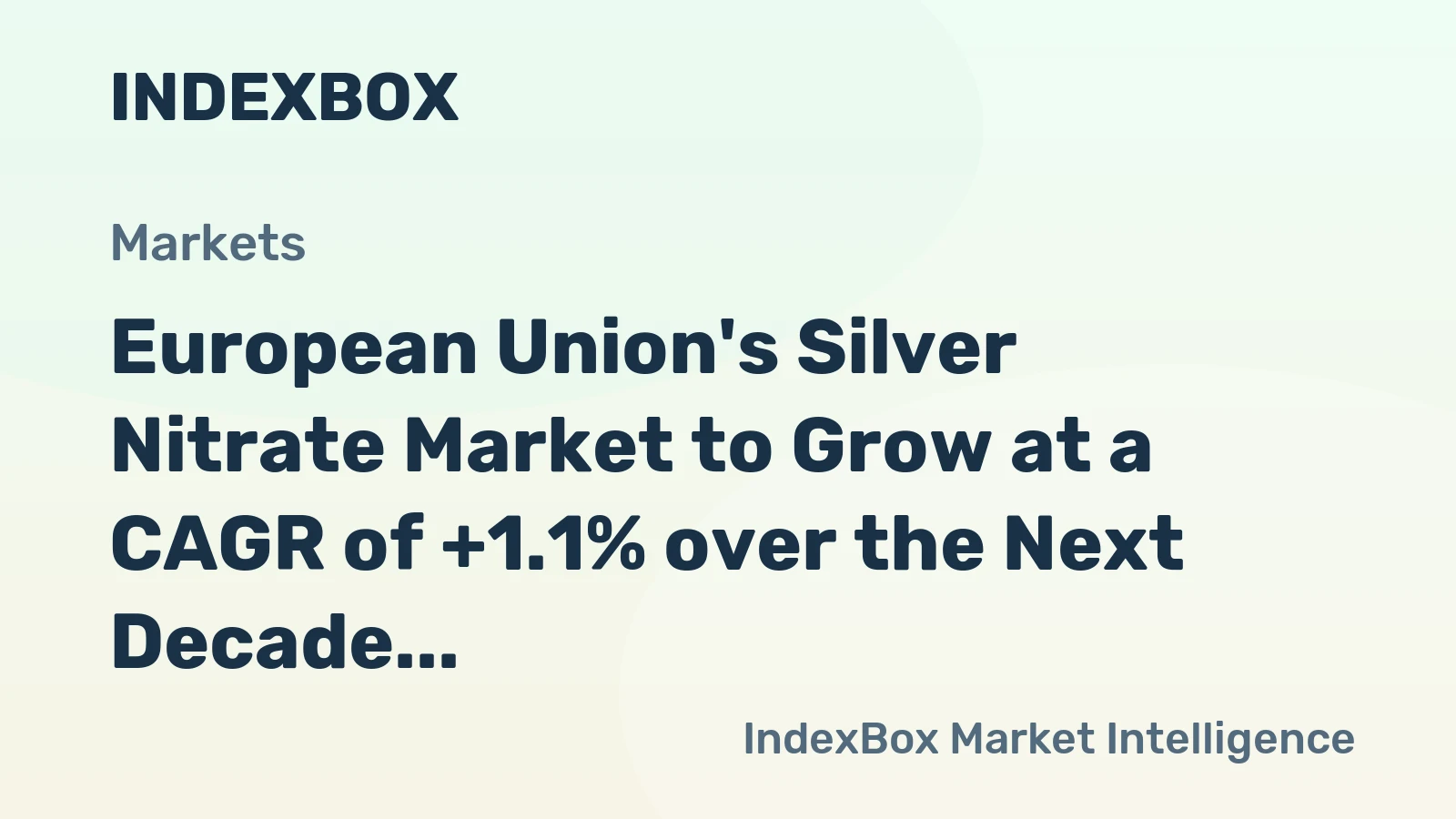 European Union's Silver Nitrate Market to Grow at a CAGR of +1.1% over the Next Decade, Reaching $450M by 2035