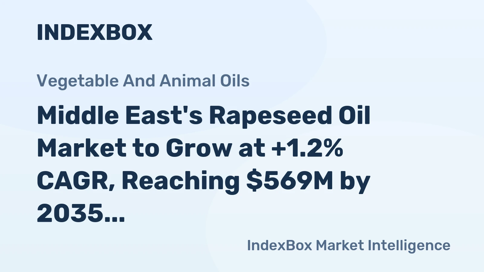 Middle East's Rapeseed Oil Market to Grow at +1.2% CAGR, Reaching $569M by 2035