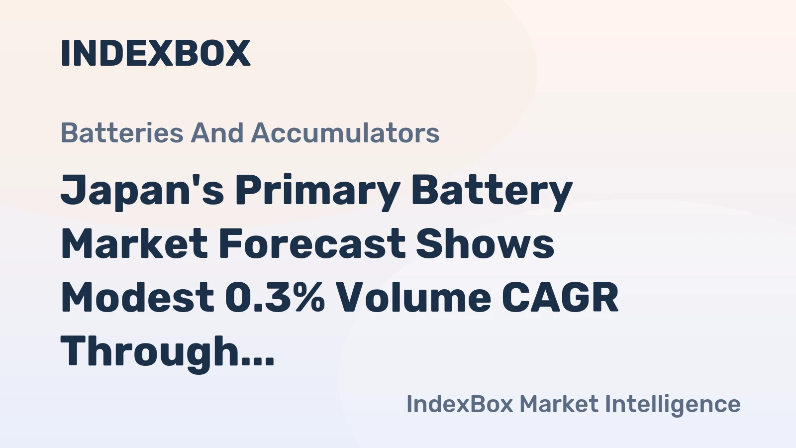 Japan's Primary Battery Market Forecast Shows Modest 0.3% Volume CAGR Through 2035