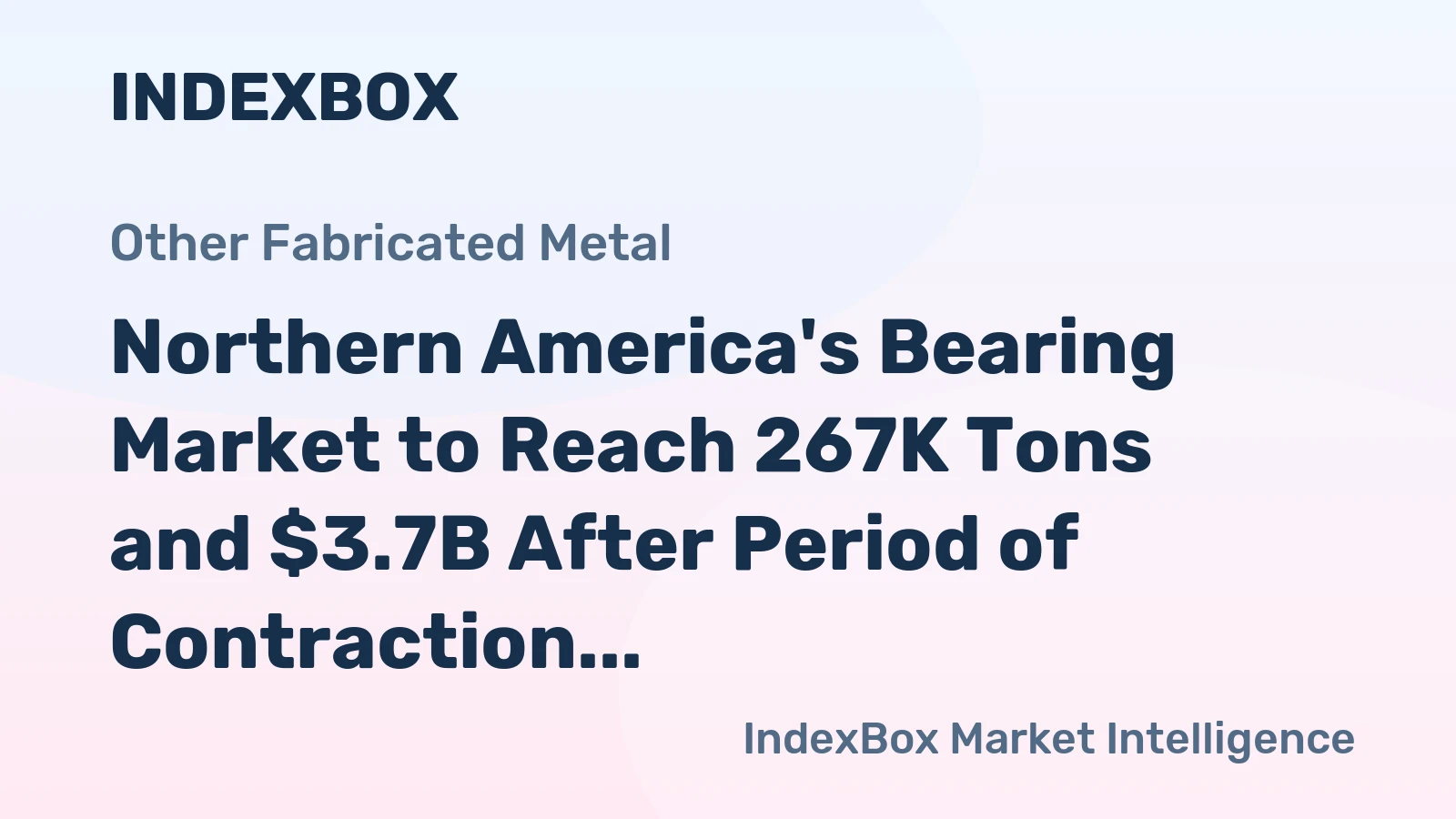 Northern America's Bearing Market to Reach 267K Tons and $3.7B After Period of Contraction