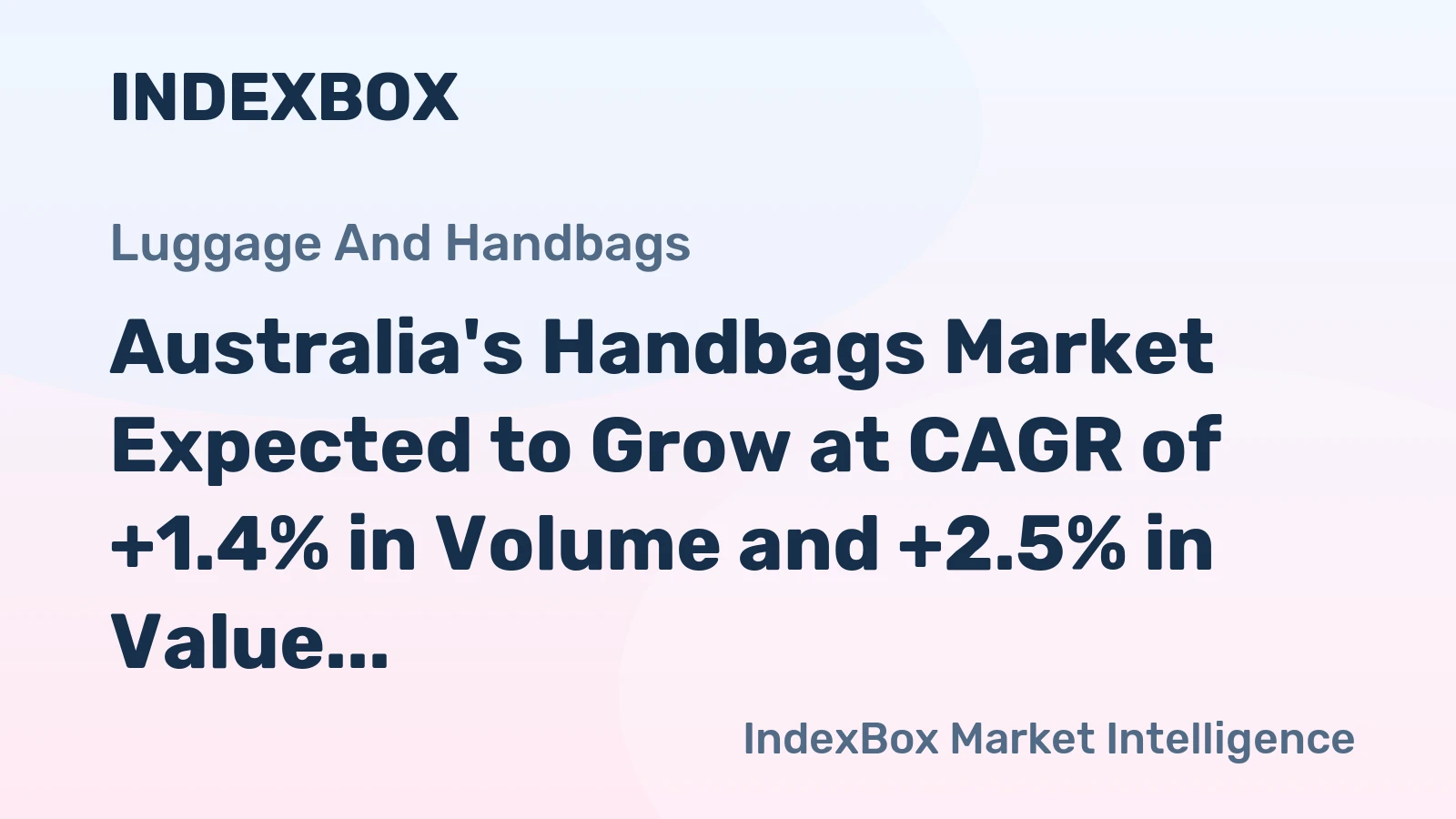 Australia's Handbags Market Expected to Grow at CAGR of +1.4% in Volume and +2.5% in Value from 2024 to 2035