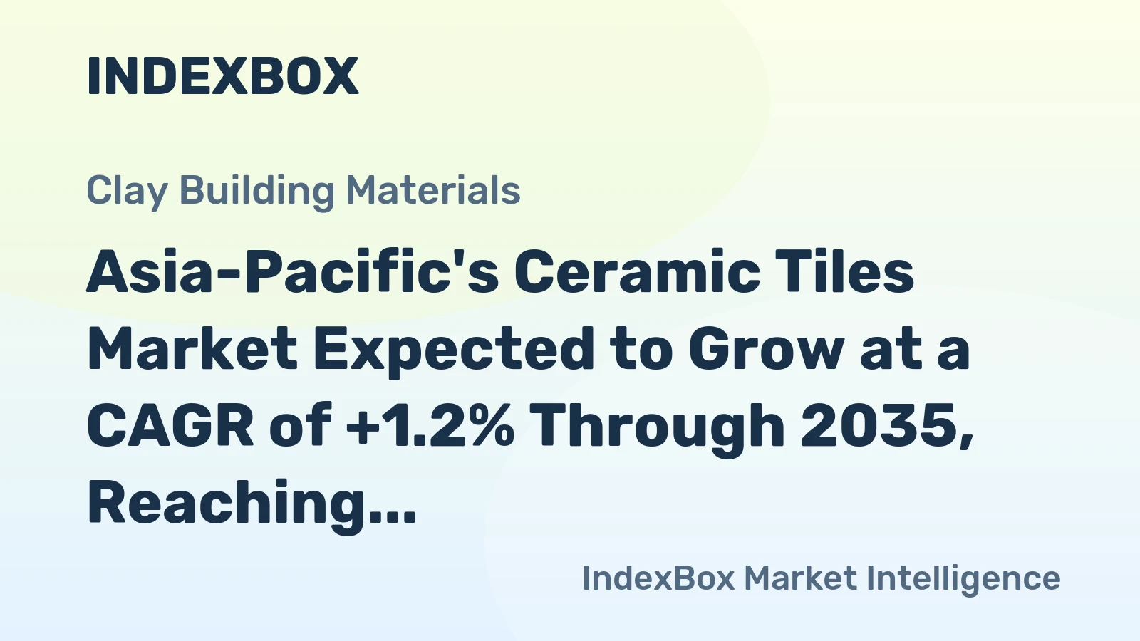 Asia-Pacific's Ceramic Tiles Market Expected to Grow at a CAGR of +1.2% Through 2035, Reaching $75.1B