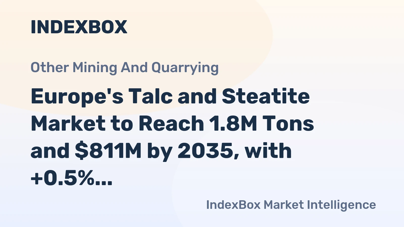 Europe's Talc and Steatite Market to Reach 1.8M Tons and $811M by 2035, with +0.5% and +0.8% CAGR, Respectively