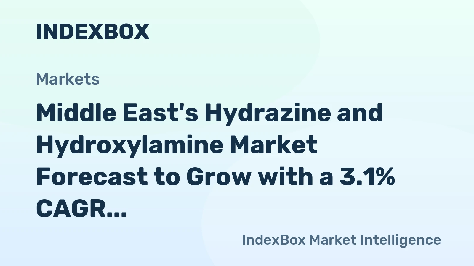 Middle East's Hydrazine and Hydroxylamine Market Forecast to Grow with a 3.1% CAGR in Value