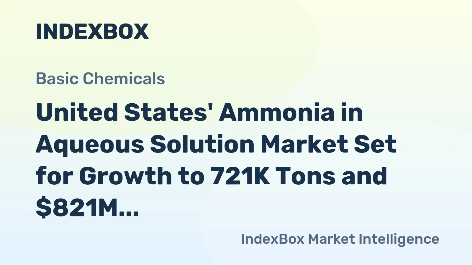 United States' Ammonia in Aqueous Solution Market Set for Growth to 721K Tons and $821M