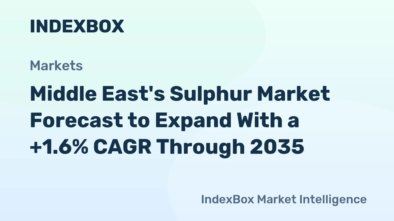 Middle East's Sulphur Market Forecast to Expand With a +1.6% CAGR Through 2035