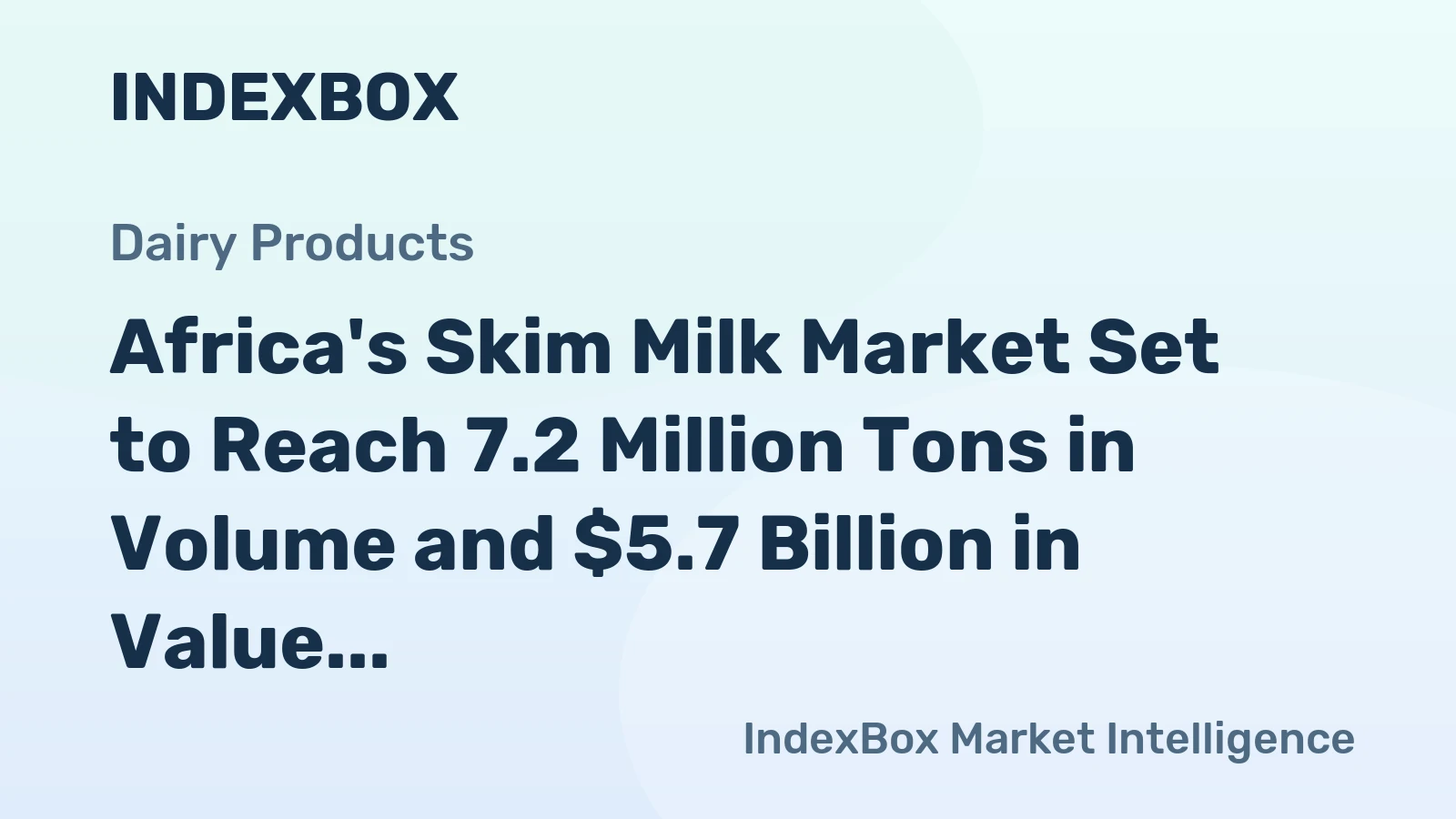 Africa's Skim Milk Market Set to Reach 7.2 Million Tons in Volume and $5.7 Billion in Value by 2035