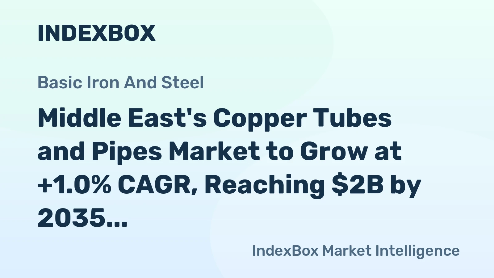 Middle East's Copper Tubes and Pipes Market to Grow at +1.0% CAGR, Reaching $2B by 2035