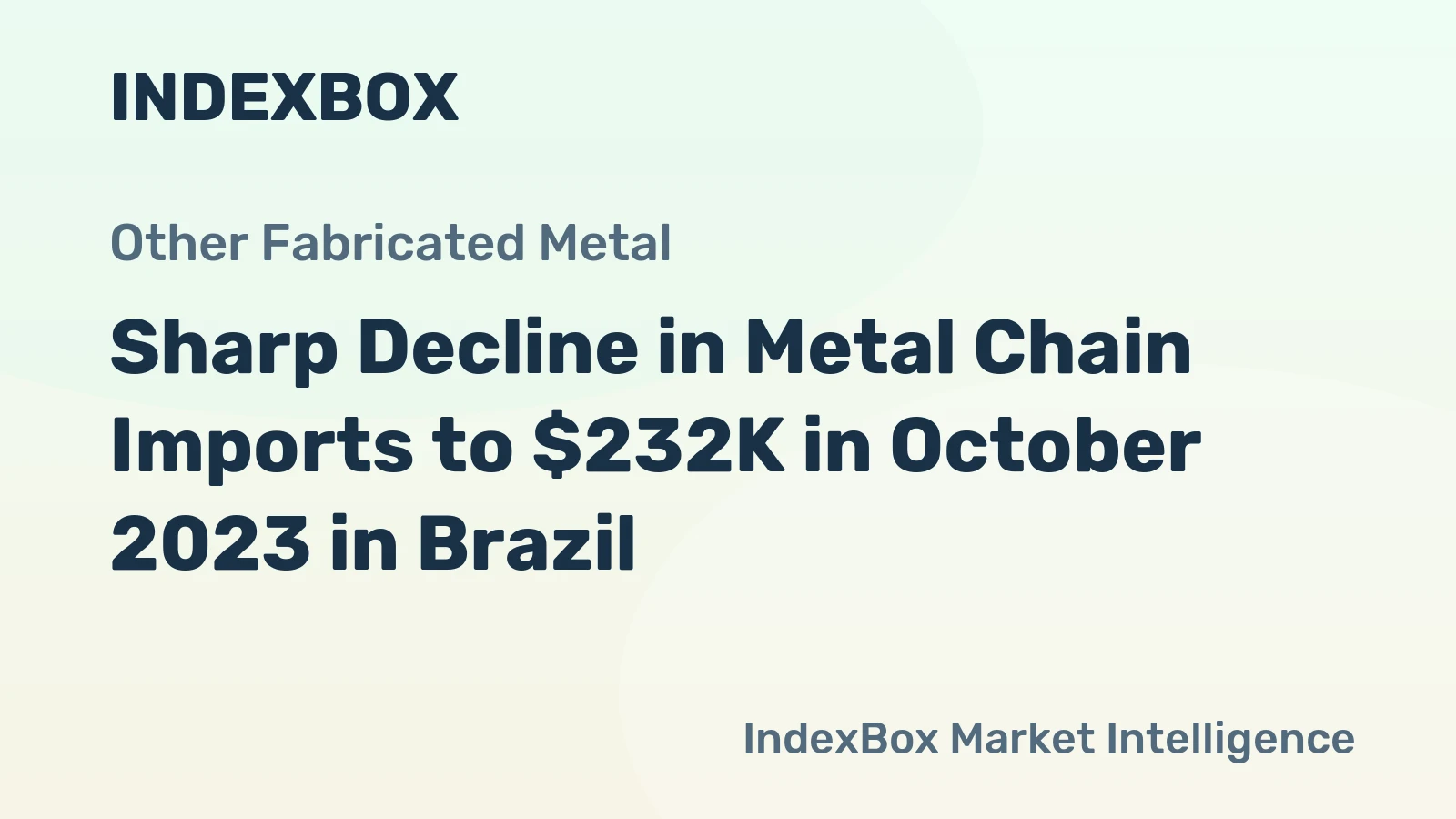 Sharp Decline in Metal Chain Imports to $232K in October 2023 in Brazil