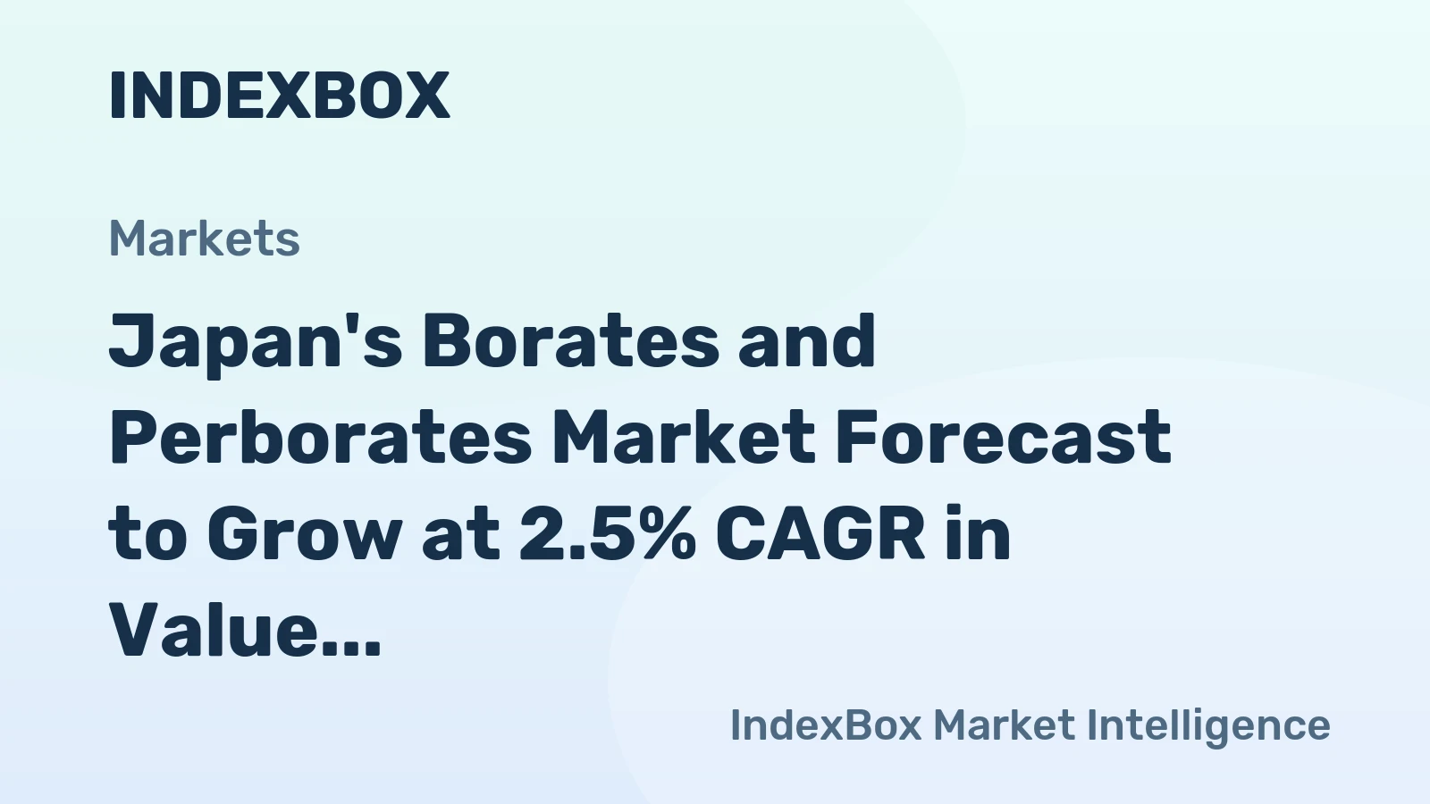 Japan's Borates and Perborates Market Forecast to Grow at 2.5% CAGR in Value Terms