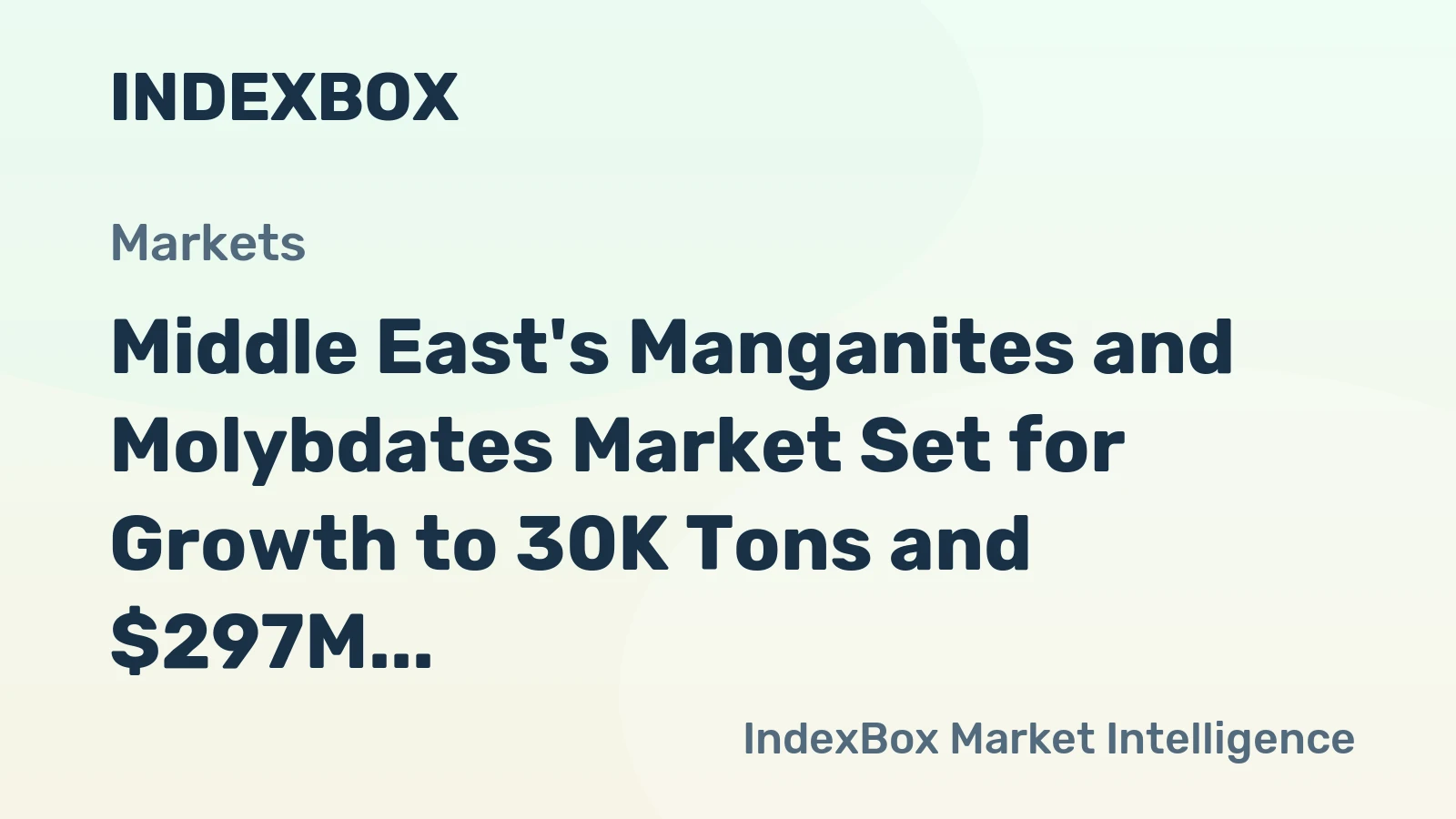 Middle East's Manganites and Molybdates Market Set for Growth to 30K Tons and $297M