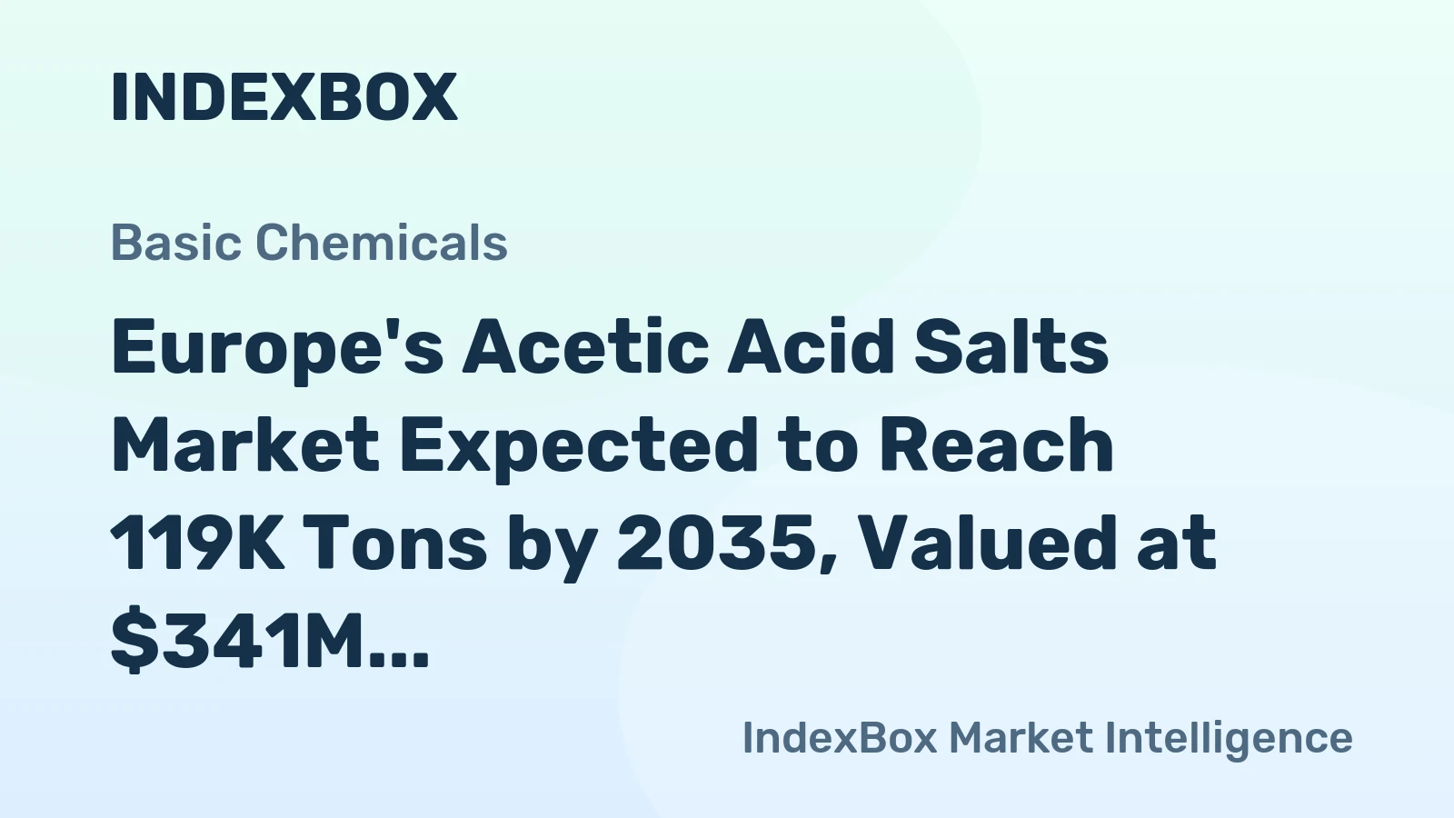 Europe's Acetic Acid Salts Market Expected to Reach 119K Tons by 2035, Valued at $341M