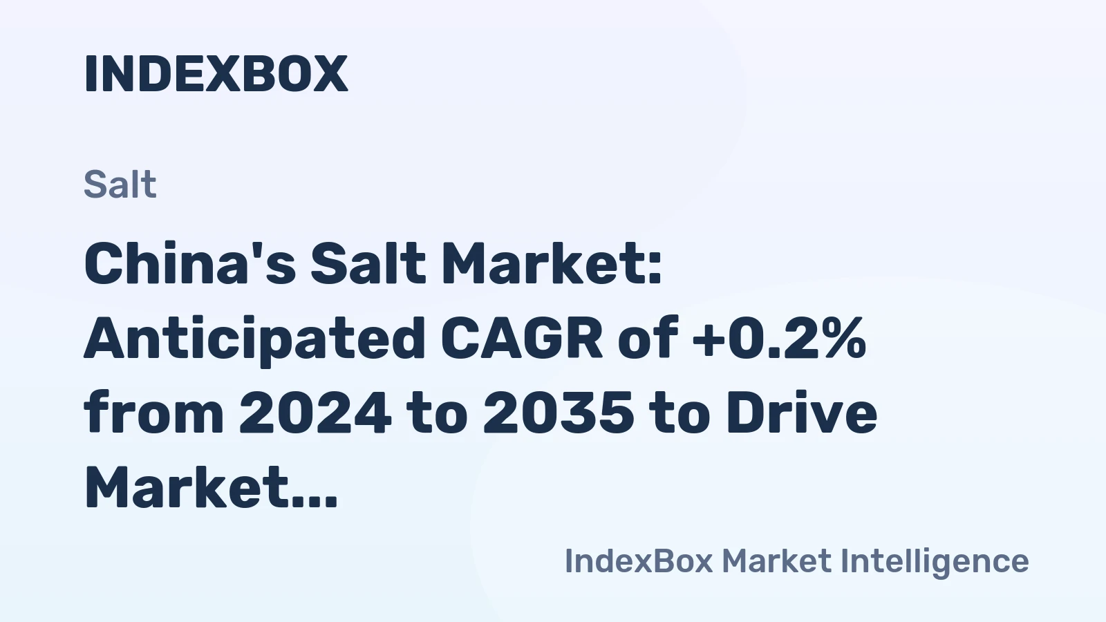 China's Salt Market: Anticipated CAGR of +0.2% from 2024 to 2035 to Drive Market Growth