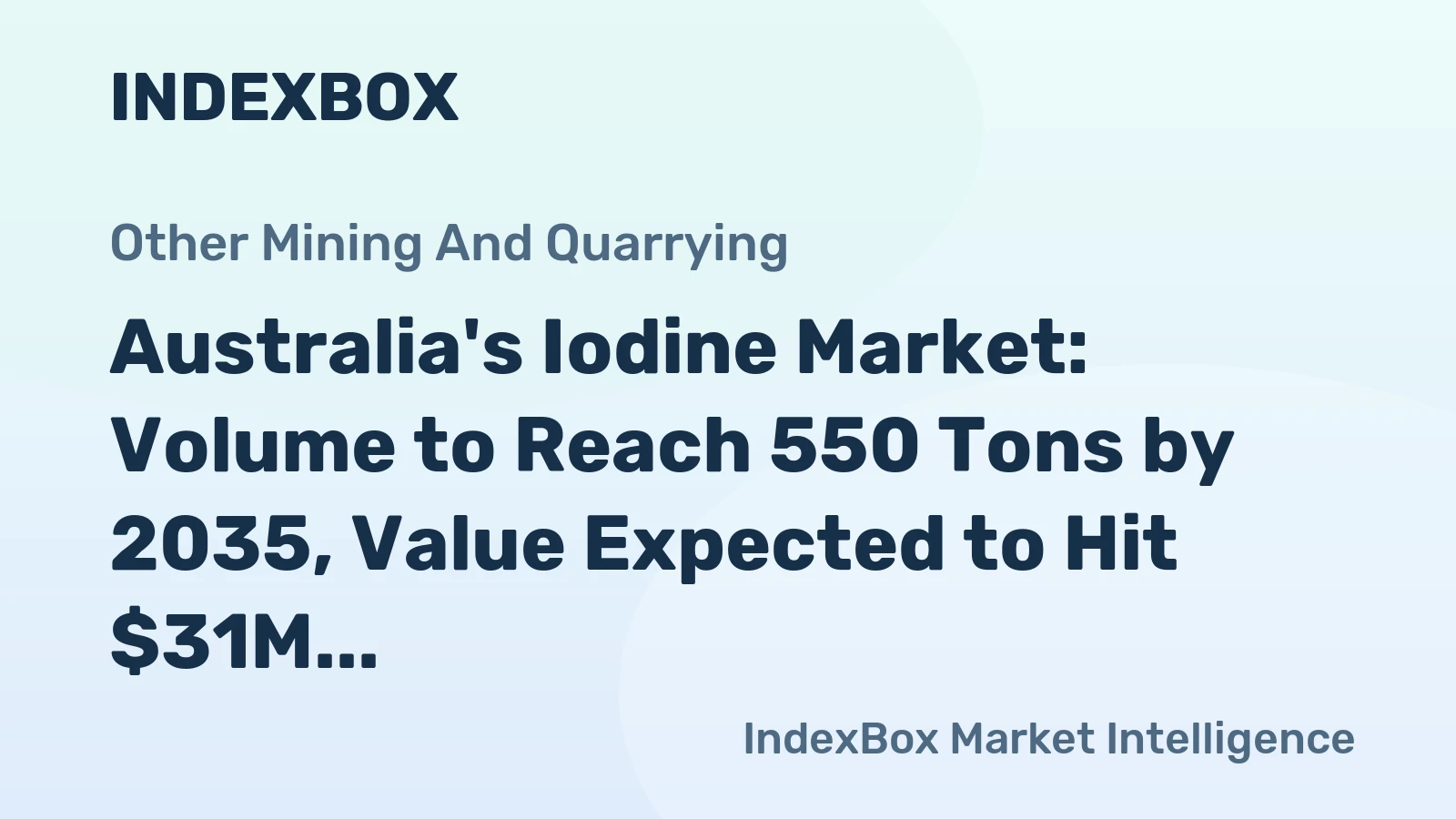 Australia's Iodine Market: Volume to Reach 550 Tons by 2035, Value Expected to Hit $31M