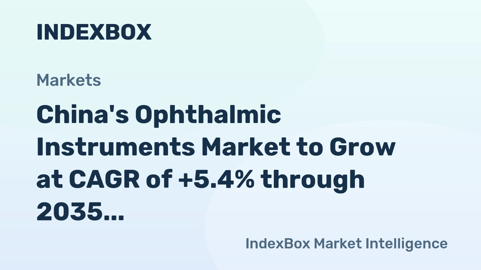 China's Ophthalmic Instruments Market to Grow at CAGR of +5.4% through 2035