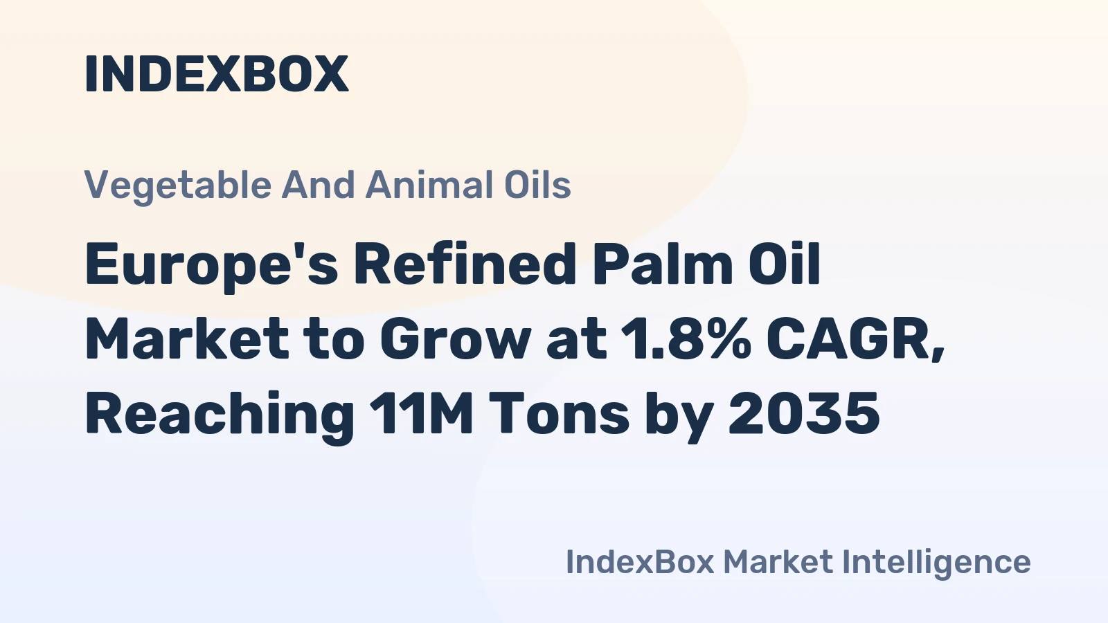 Europe's Refined Palm Oil Market to Grow at 1.8% CAGR, Reaching 11M Tons by 2035