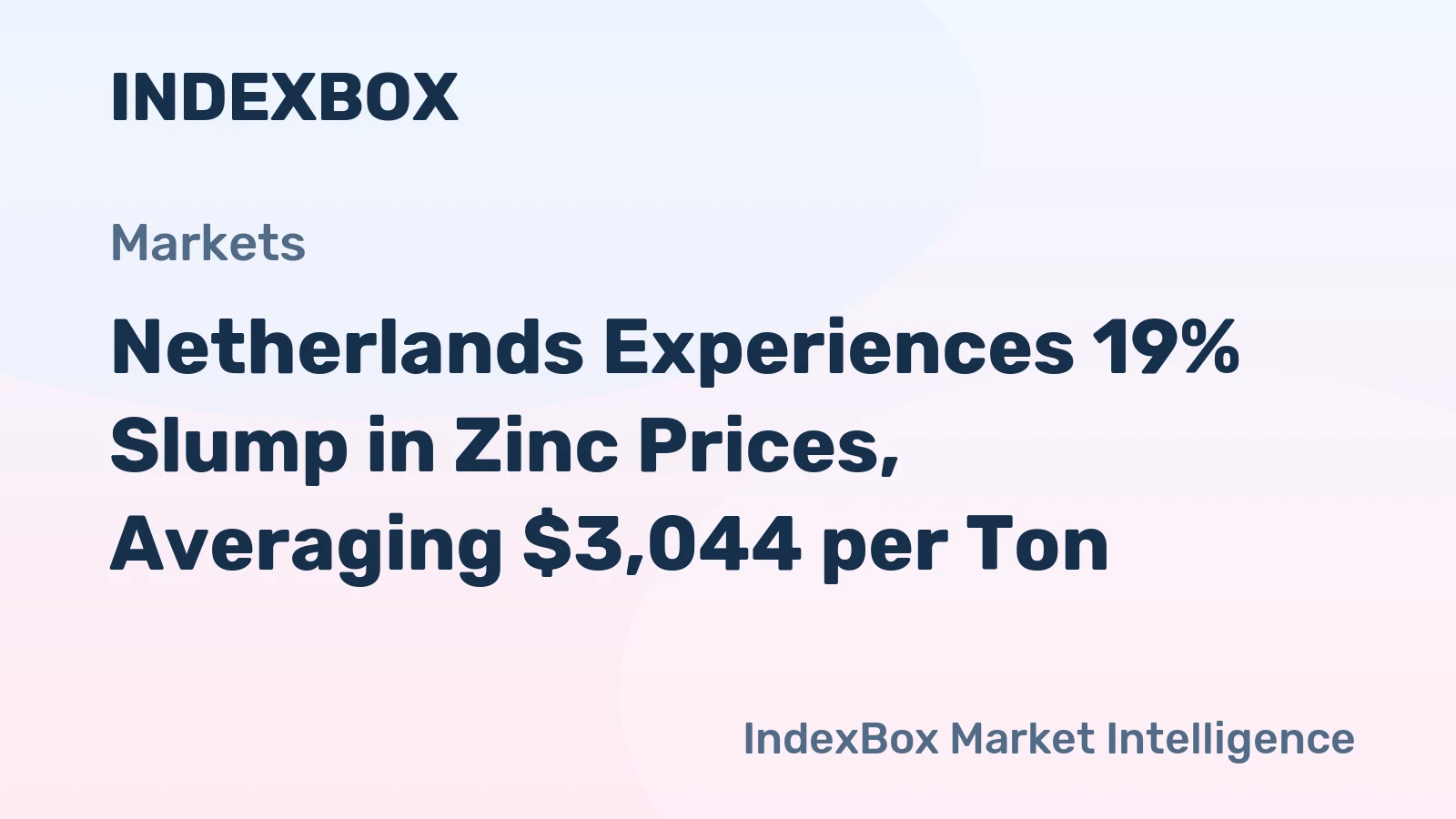 Netherlands Experiences 19% Slump in Zinc Prices, Averaging $3,044 per Ton