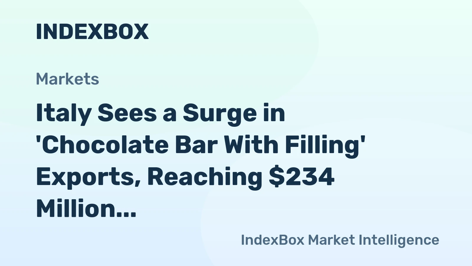Italy Sees a Surge in 'Chocolate Bar With Filling' Exports, Reaching $234 Million in 2023