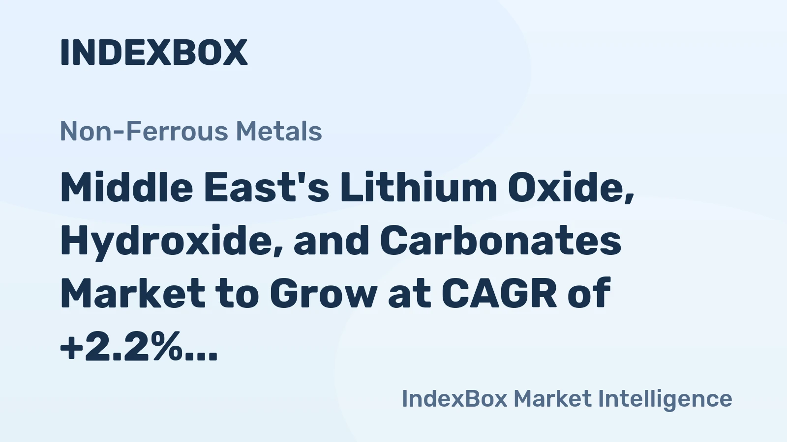Middle East's Lithium Oxide, Hydroxide, and Carbonates Market to Grow at CAGR of +2.2% from 2024-2035