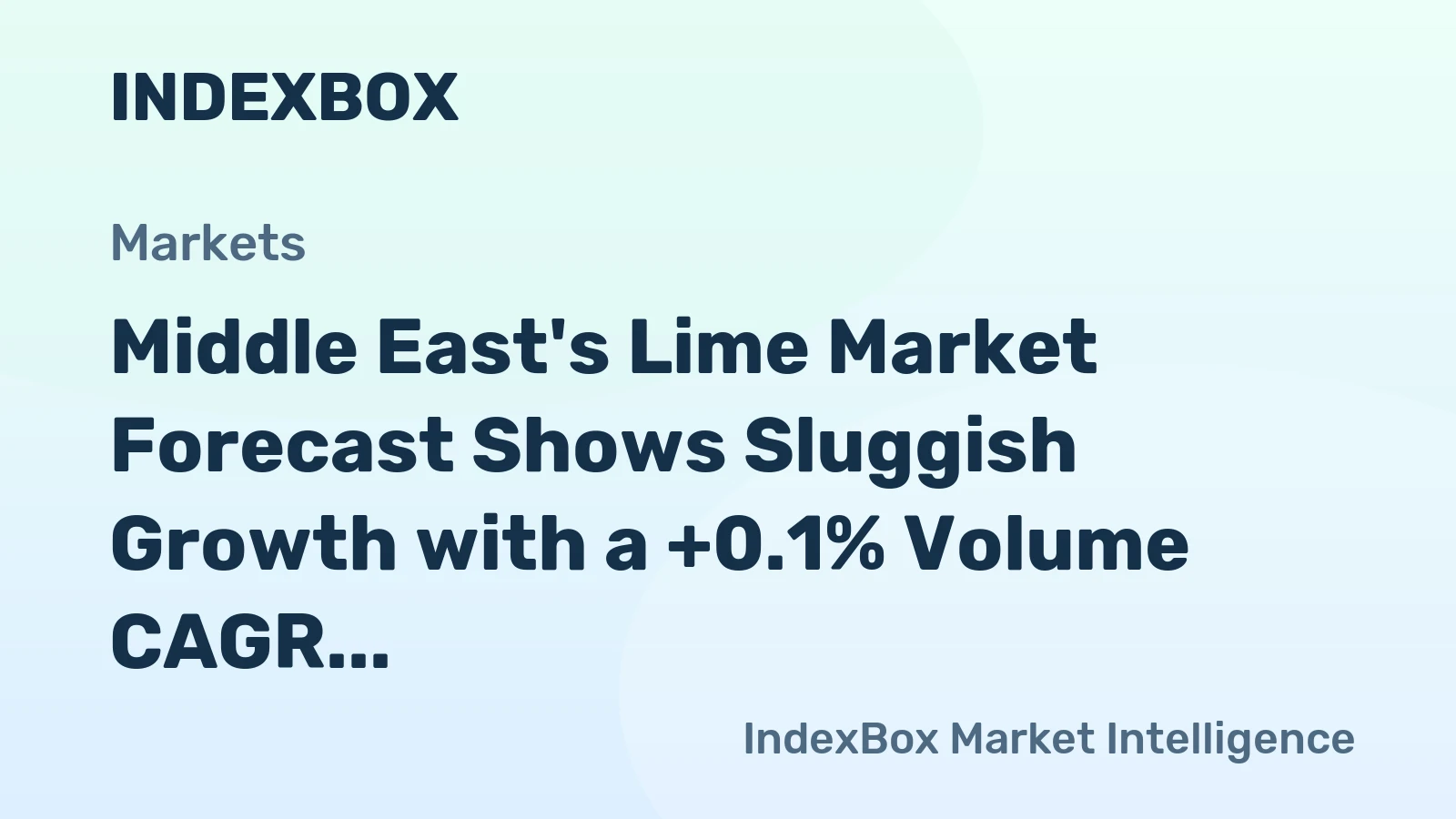Middle East's Lime Market Forecast Shows Sluggish Growth with a +0.1% Volume CAGR
