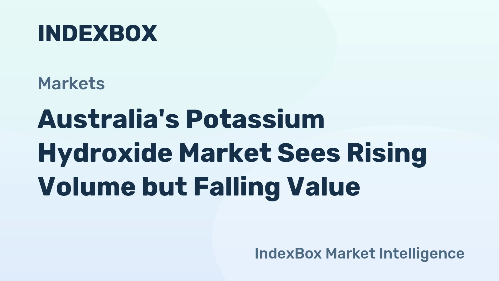 Australia's Potassium Hydroxide Market Sees Rising Volume but Falling Value