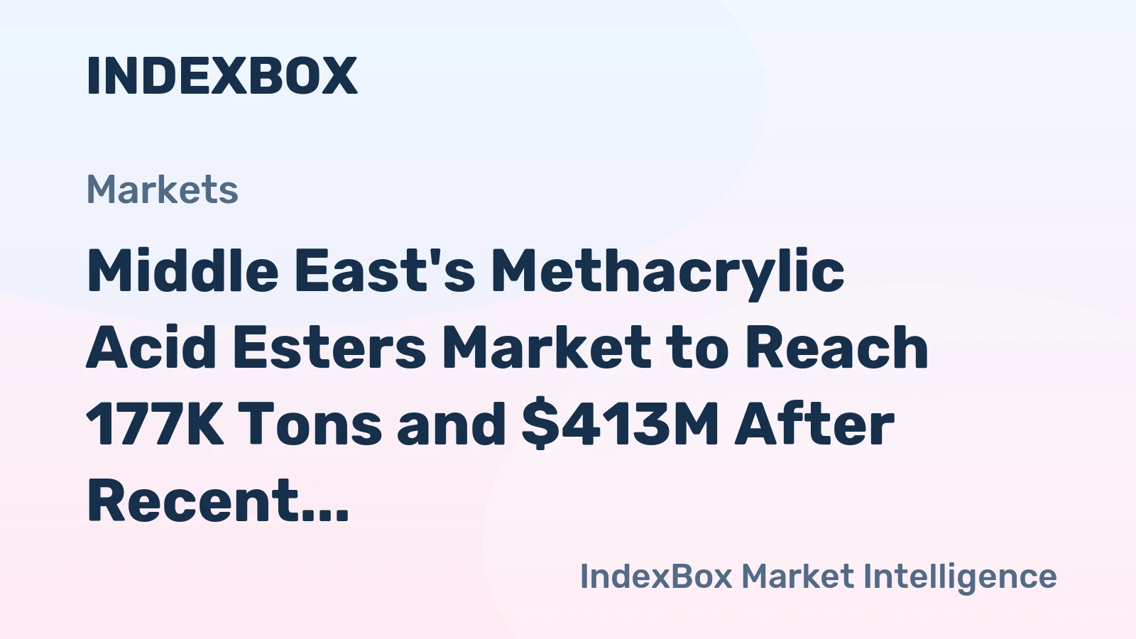 Middle East's Methacrylic Acid Esters Market to Reach 177K Tons and $413M After Recent Contraction