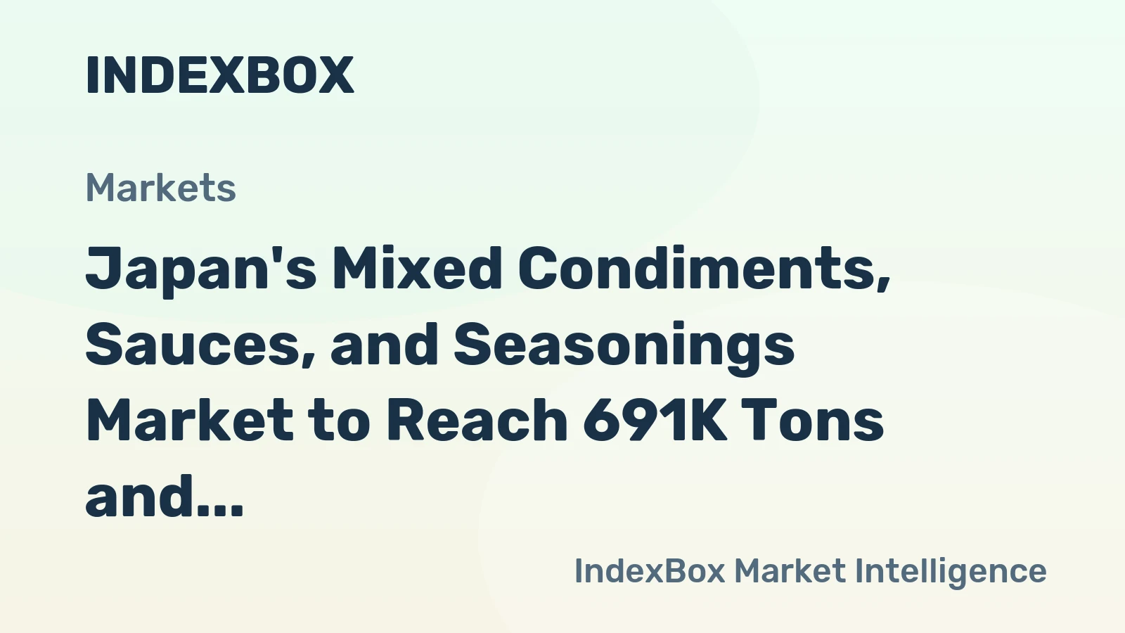Japan's Mixed Condiments, Sauces, and Seasonings Market to Reach 691K Tons and $3B by 2035