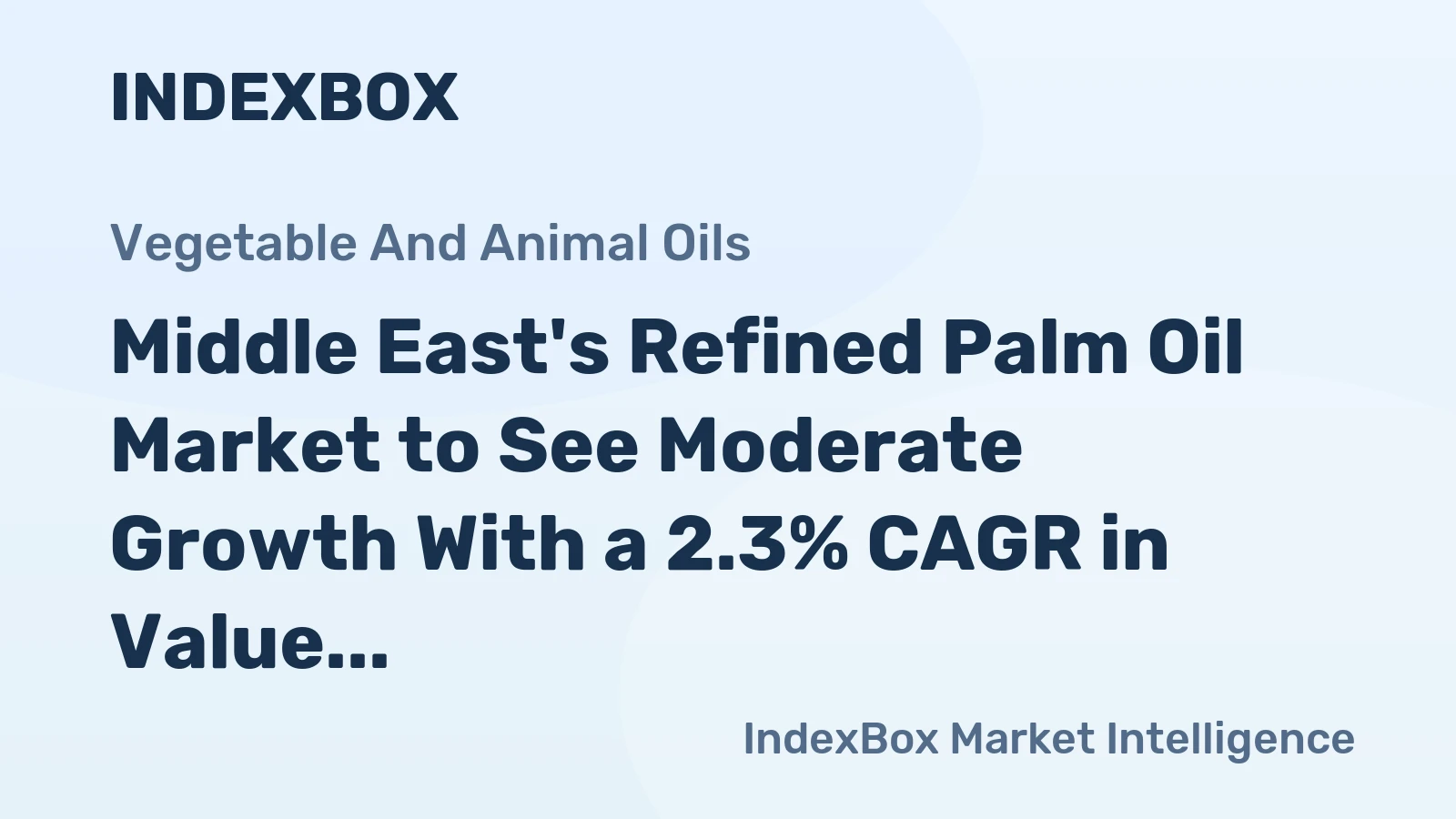 Middle East's Refined Palm Oil Market to See Moderate Growth With a 2.3% CAGR in Value