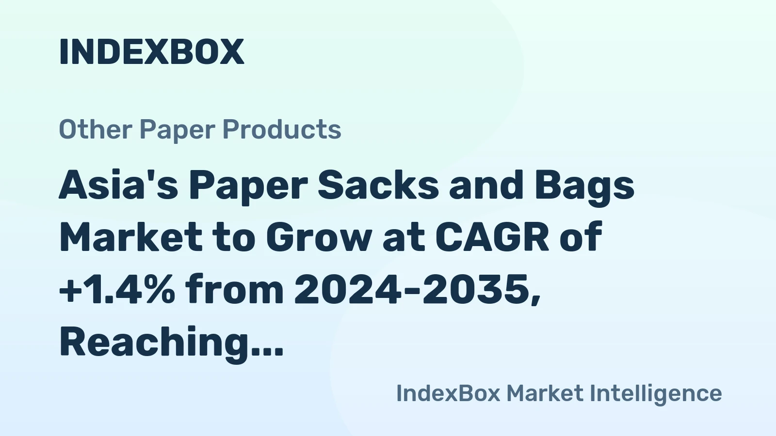 Asia's Paper Sacks and Bags Market to Grow at CAGR of +1.4% from 2024-2035, Reaching $58.4B by 2035