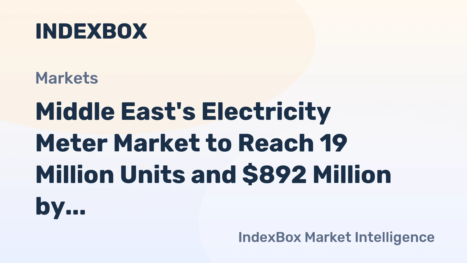 Middle East's Electricity Meter Market to Reach 19 Million Units and $892 Million by 2035