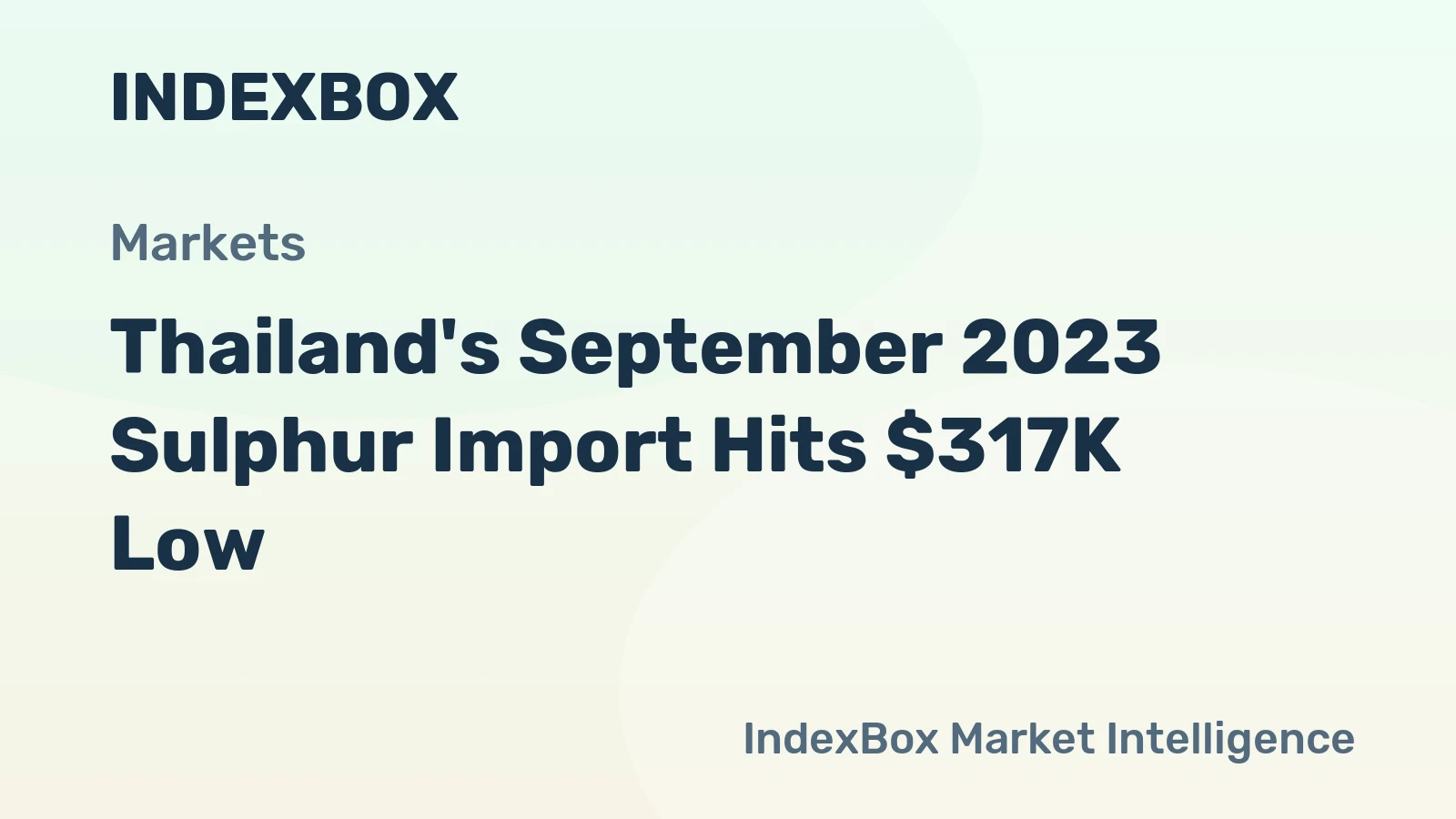 Thailand's September 2023 Sulphur Import Hits $317K Low