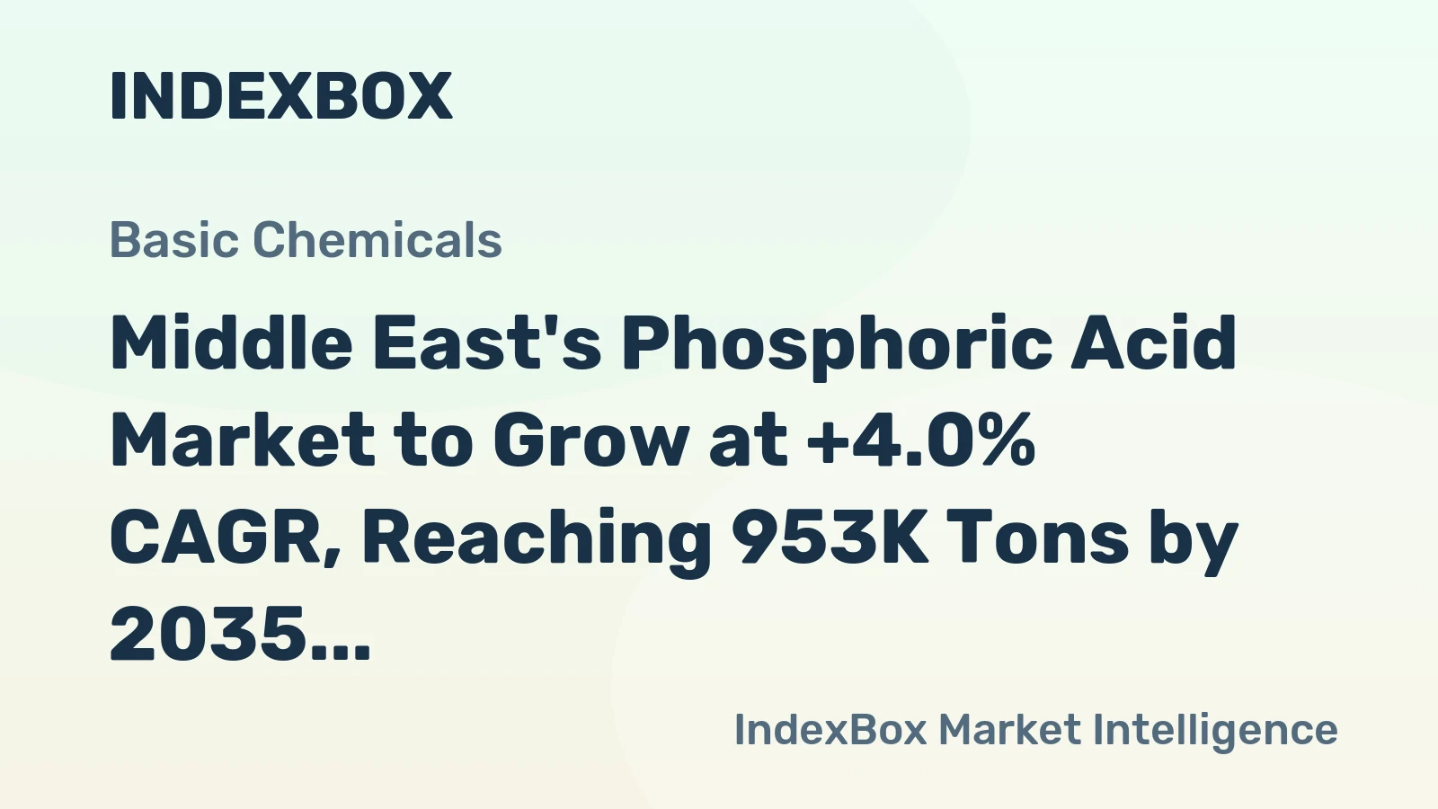 Middle East's Phosphoric Acid Market to Grow at +4.0% CAGR, Reaching 953K Tons by 2035