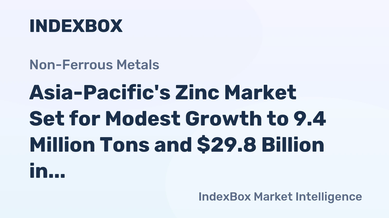 Asia-Pacific's Zinc Market Set for Modest Growth to 9.4 Million Tons and $29.8 Billion in Value by 2035