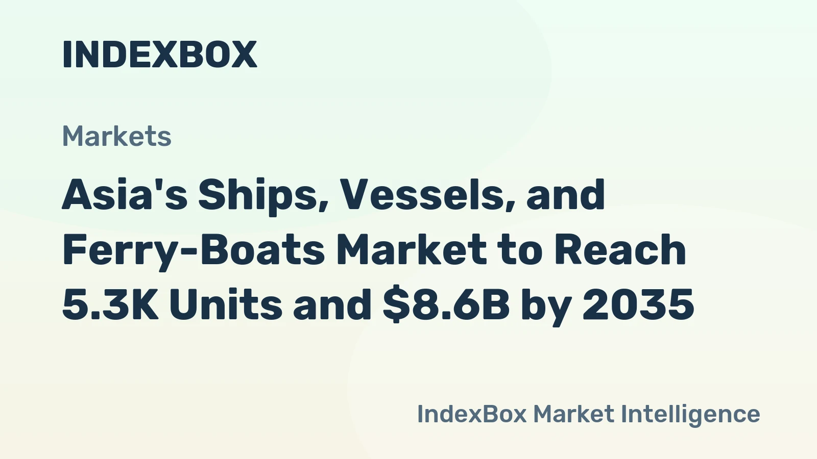 Asia's Ships, Vessels, and Ferry-Boats Market to Reach 5.3K Units and $8.6B by 2035