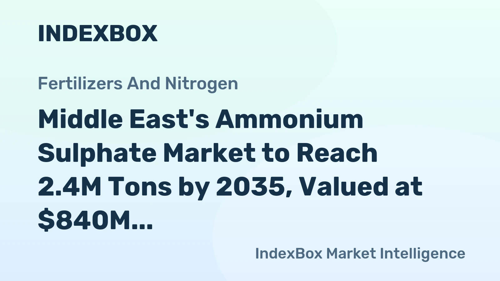 Middle East's Ammonium Sulphate Market to Reach 2.4M Tons by 2035, Valued at $840M