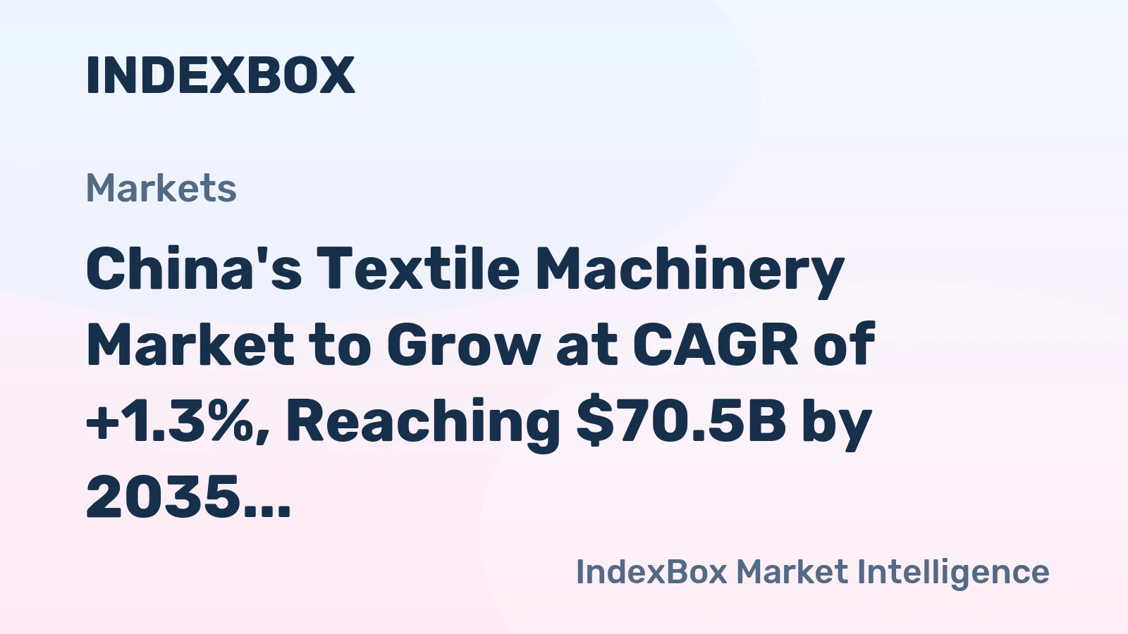 China's Textile Machinery Market to Grow at CAGR of +1.3%, Reaching $70.5B by 2035