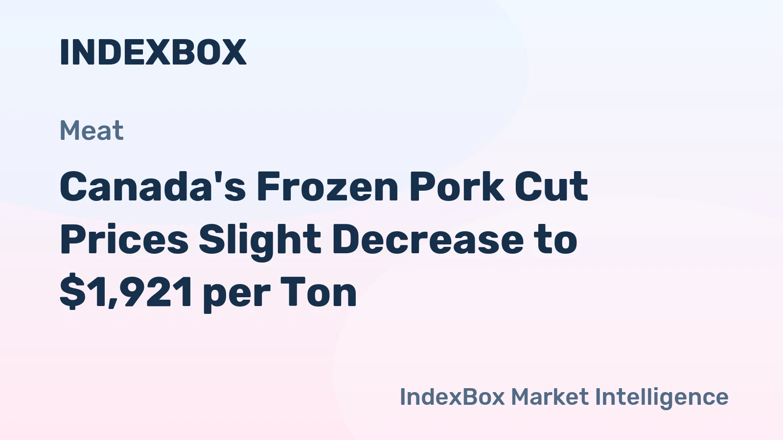 Canada's Frozen Pork Cut Prices Slight Decrease to $1,921 per Ton
