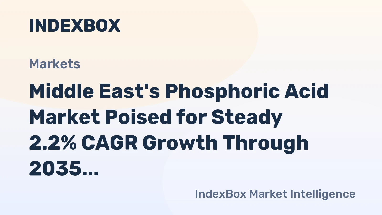 Middle East's Phosphoric Acid Market Poised for Steady 2.2% CAGR Growth Through 2035