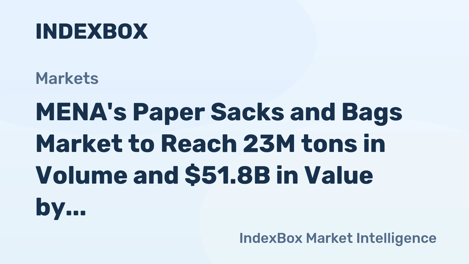MENA's Paper Sacks and Bags Market to Reach 23M tons in Volume and $51.8B in Value by 2035