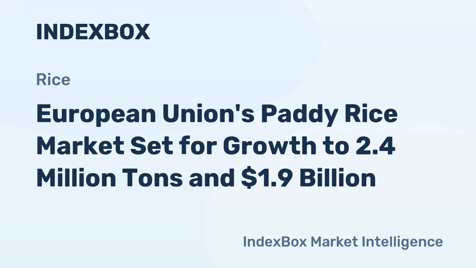 European Union's Paddy Rice Market Set for Growth to 2.4 Million Tons and $1.9 Billion