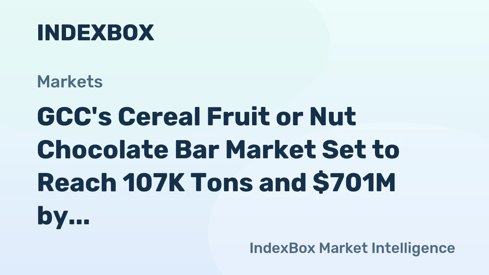 GCC's Cereal Fruit or Nut Chocolate Bar Market Set to Reach 107K Tons and $701M by 2035