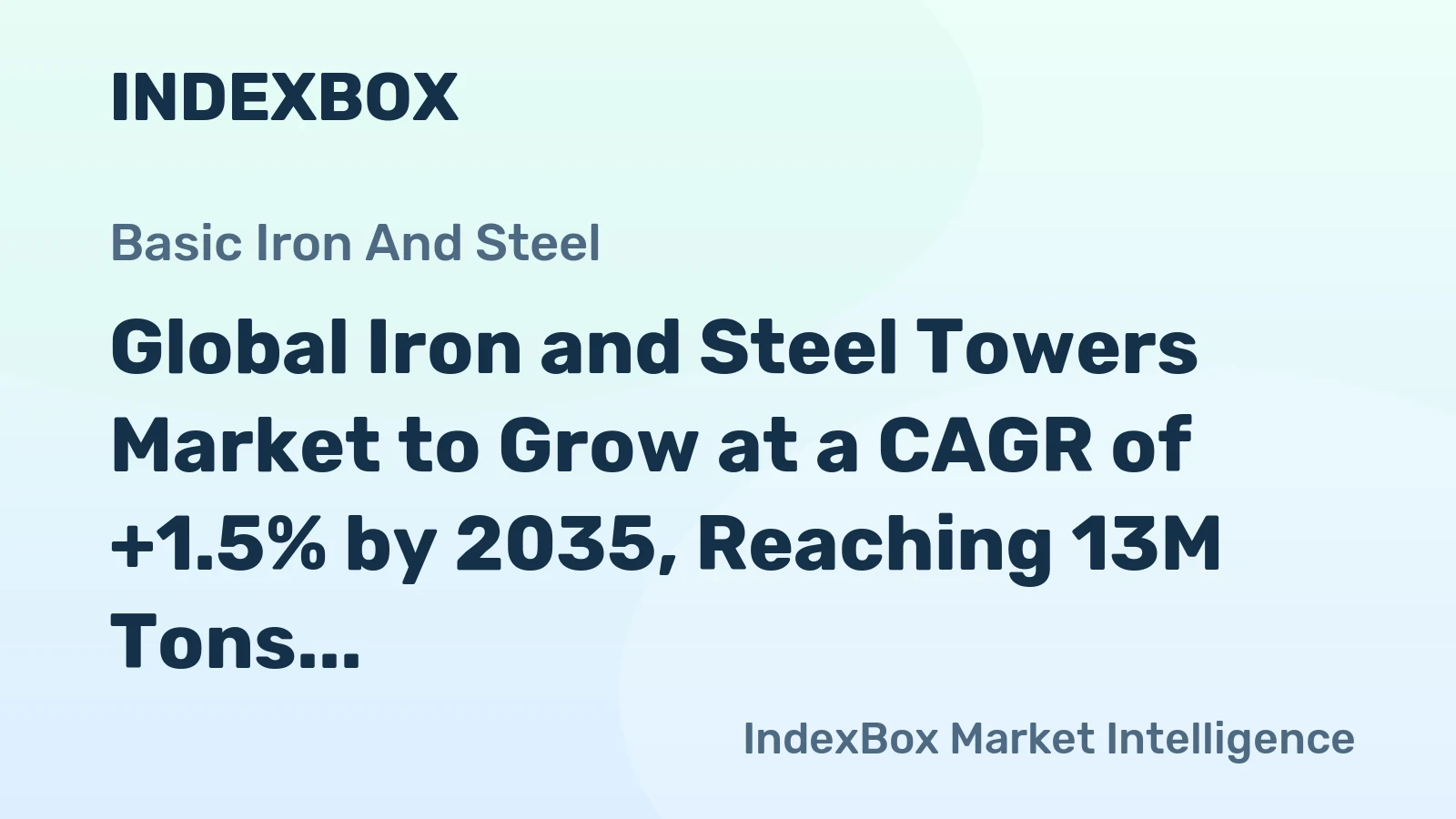Global Iron and Steel Towers Market to Grow at a CAGR of +1.5% by 2035, Reaching 13M Tons