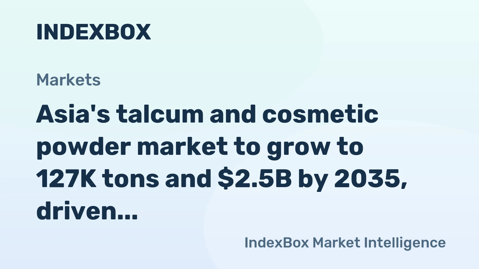 Asia's talcum and cosmetic powder market to grow to 127K tons and $2.5B by 2035, driven by rising regional demand.