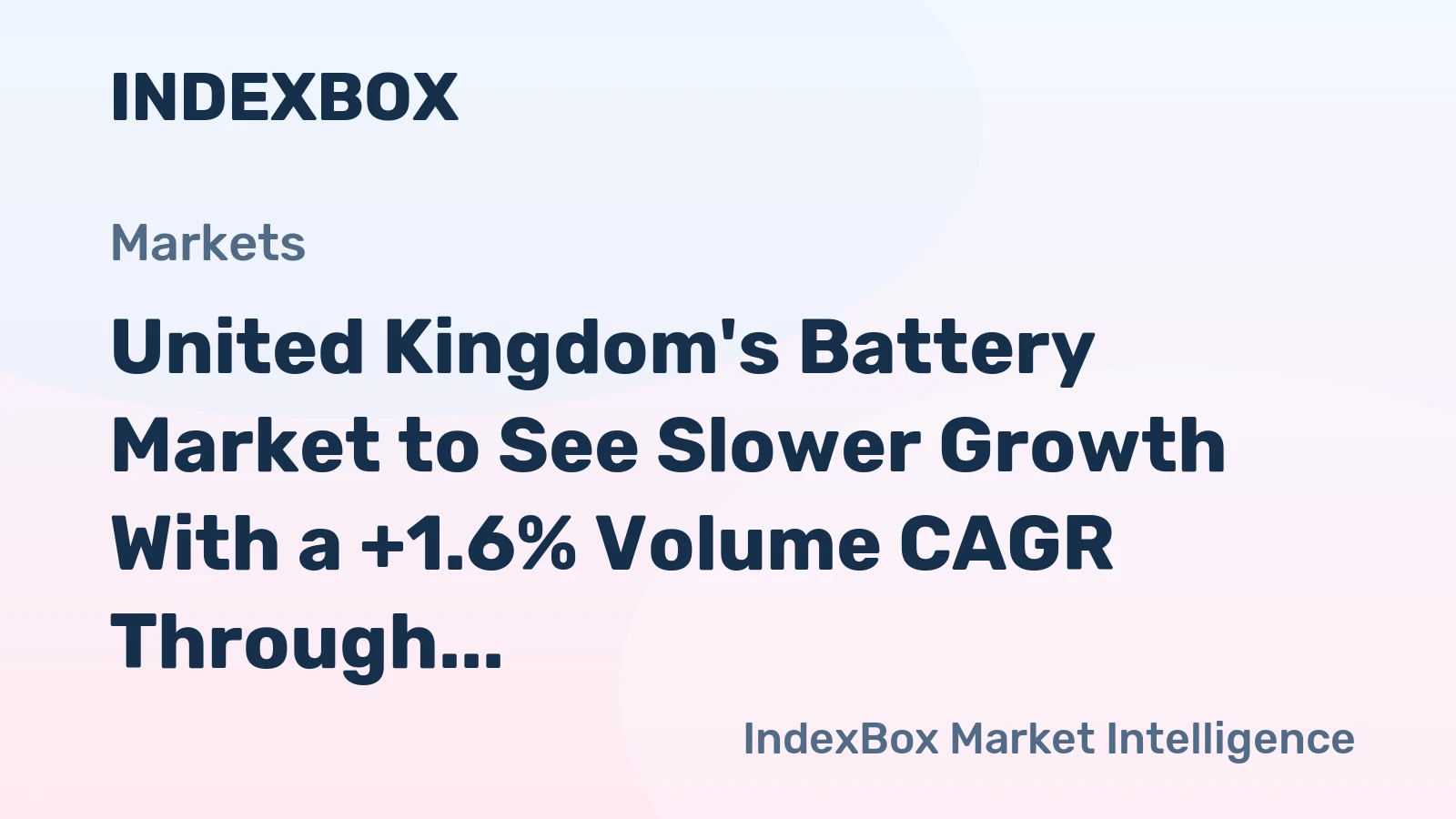 United Kingdom's Battery Market to See Slower Growth With a +1.6% Volume CAGR Through 2035